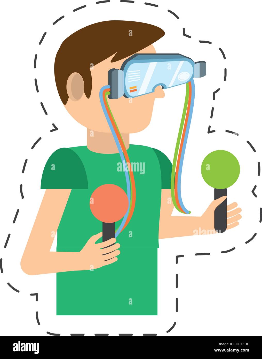 cartoon man with vr goggles control Stock Vector Image & Art - Alamy