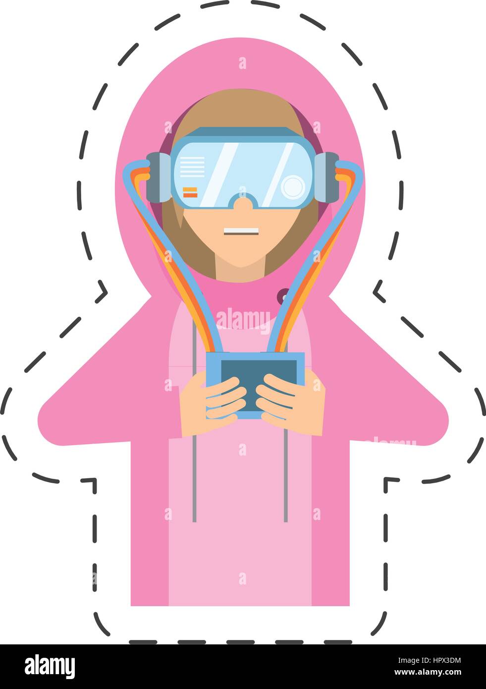 cartoon man with vr goggles control Stock Vector Image & Art - Alamy