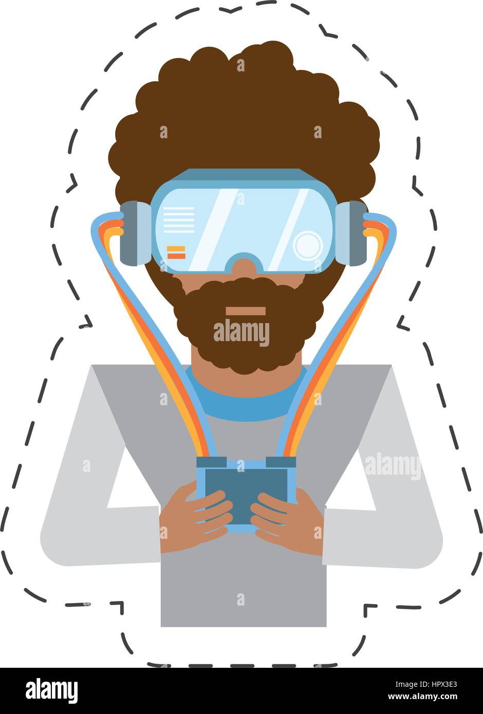 cartoon man with vr goggles control Stock Vector Image & Art - Alamy