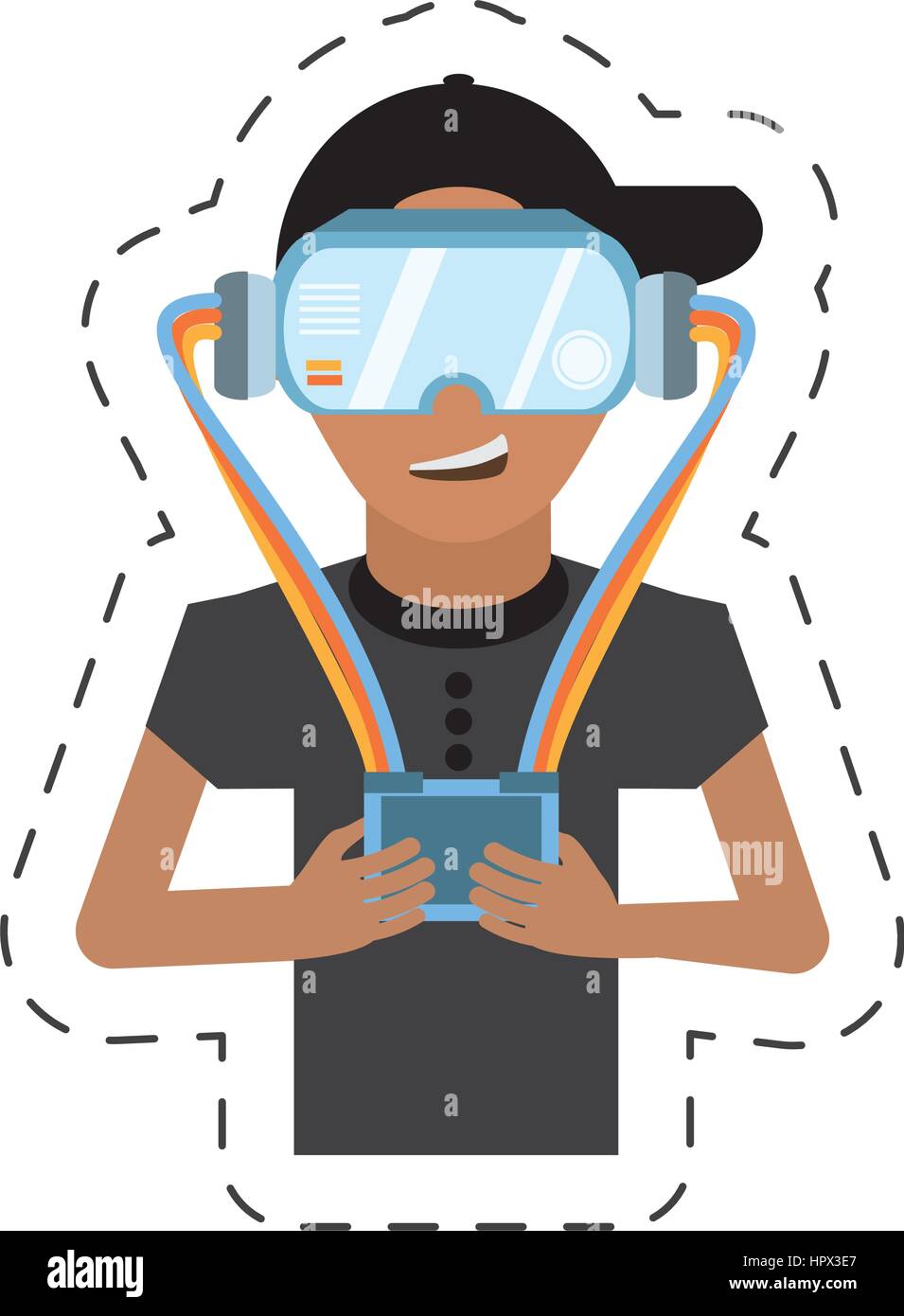 cartoon man with vr goggles control Stock Vector Image & Art - Alamy