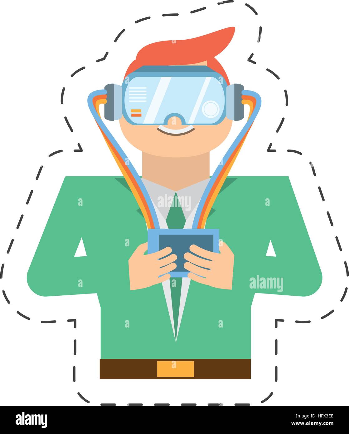 cartoon man with vr goggles control Stock Vector Image & Art - Alamy