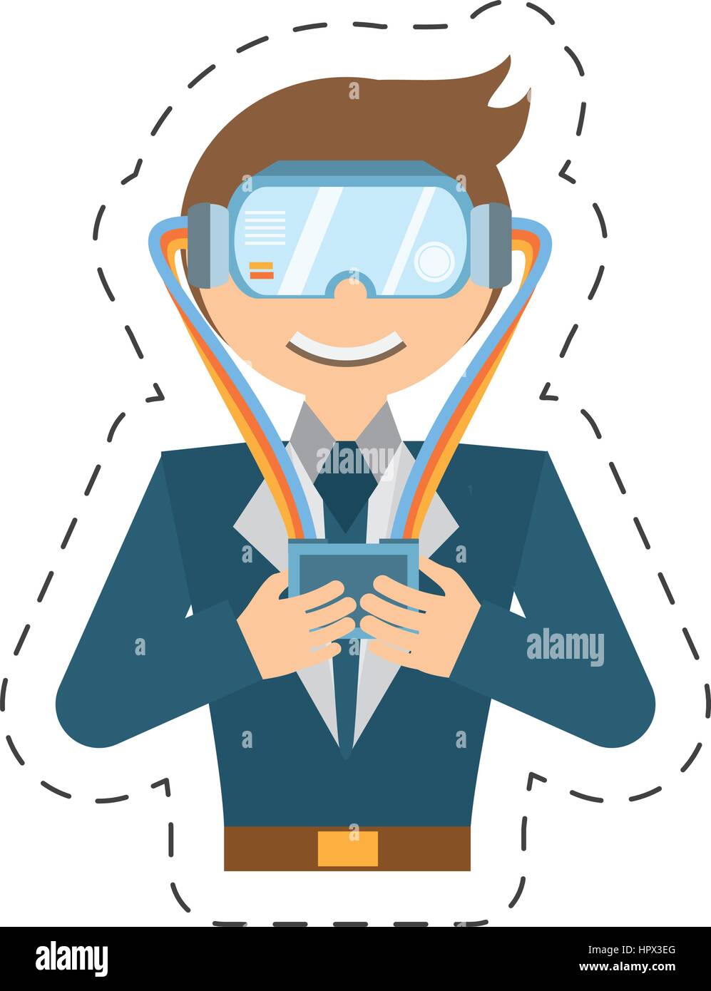 cartoon man with vr goggles control Stock Vector Image & Art - Alamy