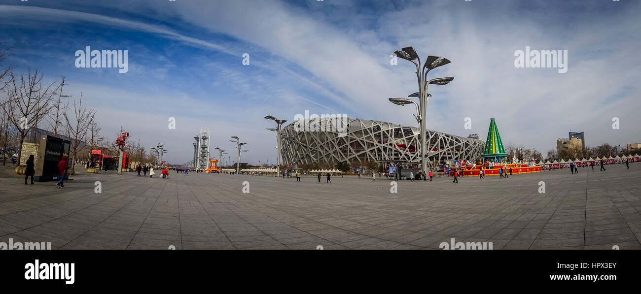 BEIJING, CHINA - 29 JANUARY, 2017: Spectacular birds nest stadium ...