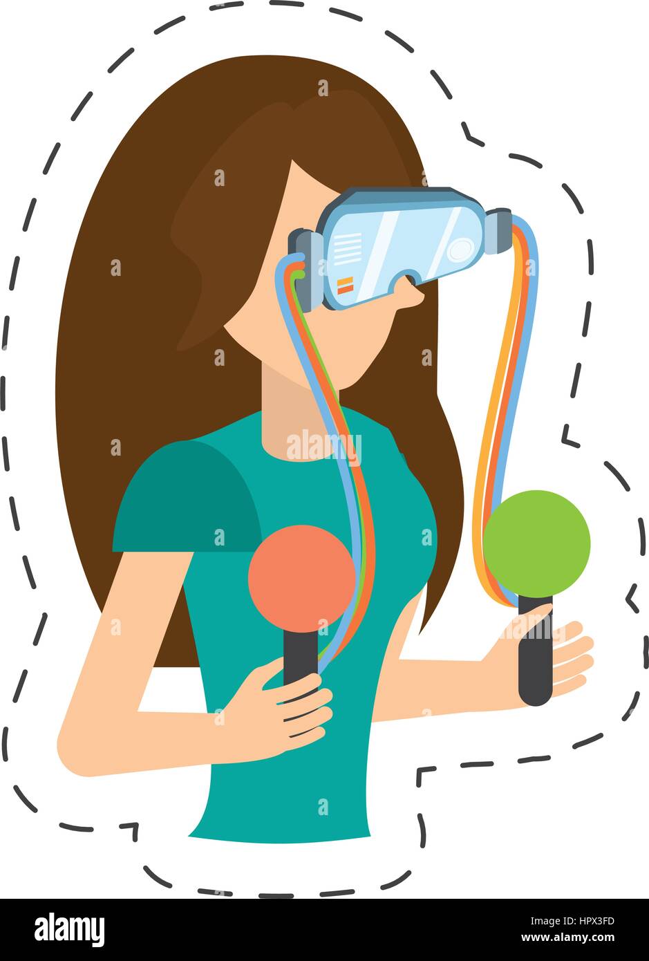 cartoon girl with vr headset control vector illustration eps 10 Stock ...