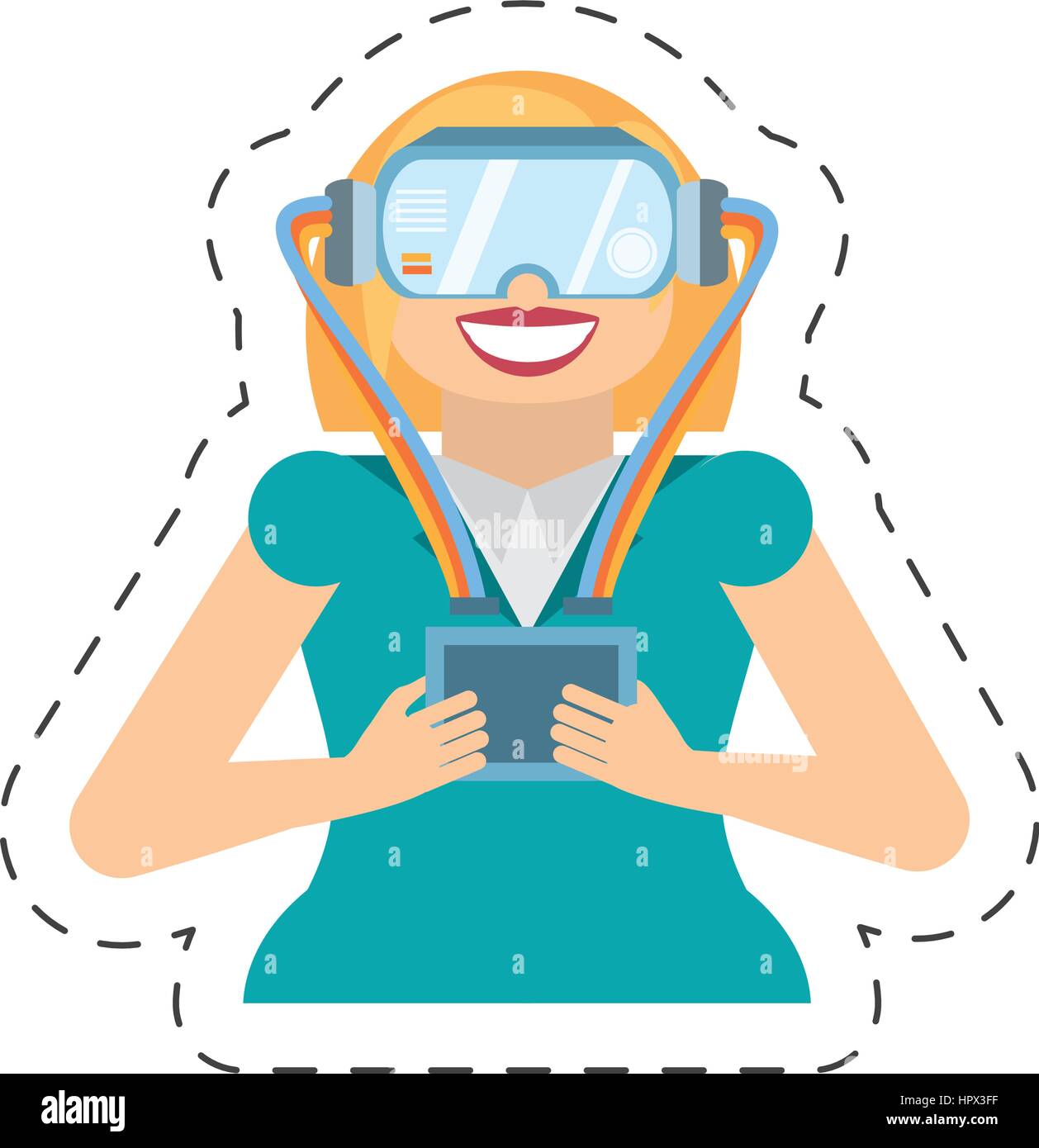 Cartoon girl vr headset control Stock Vector Images - Alamy