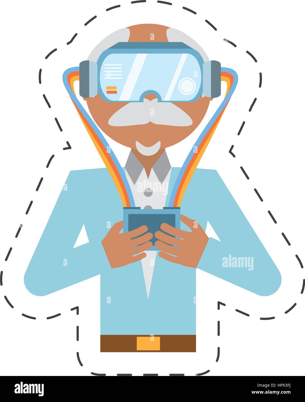 cartoon man with vr goggles control Stock Vector Image & Art - Alamy