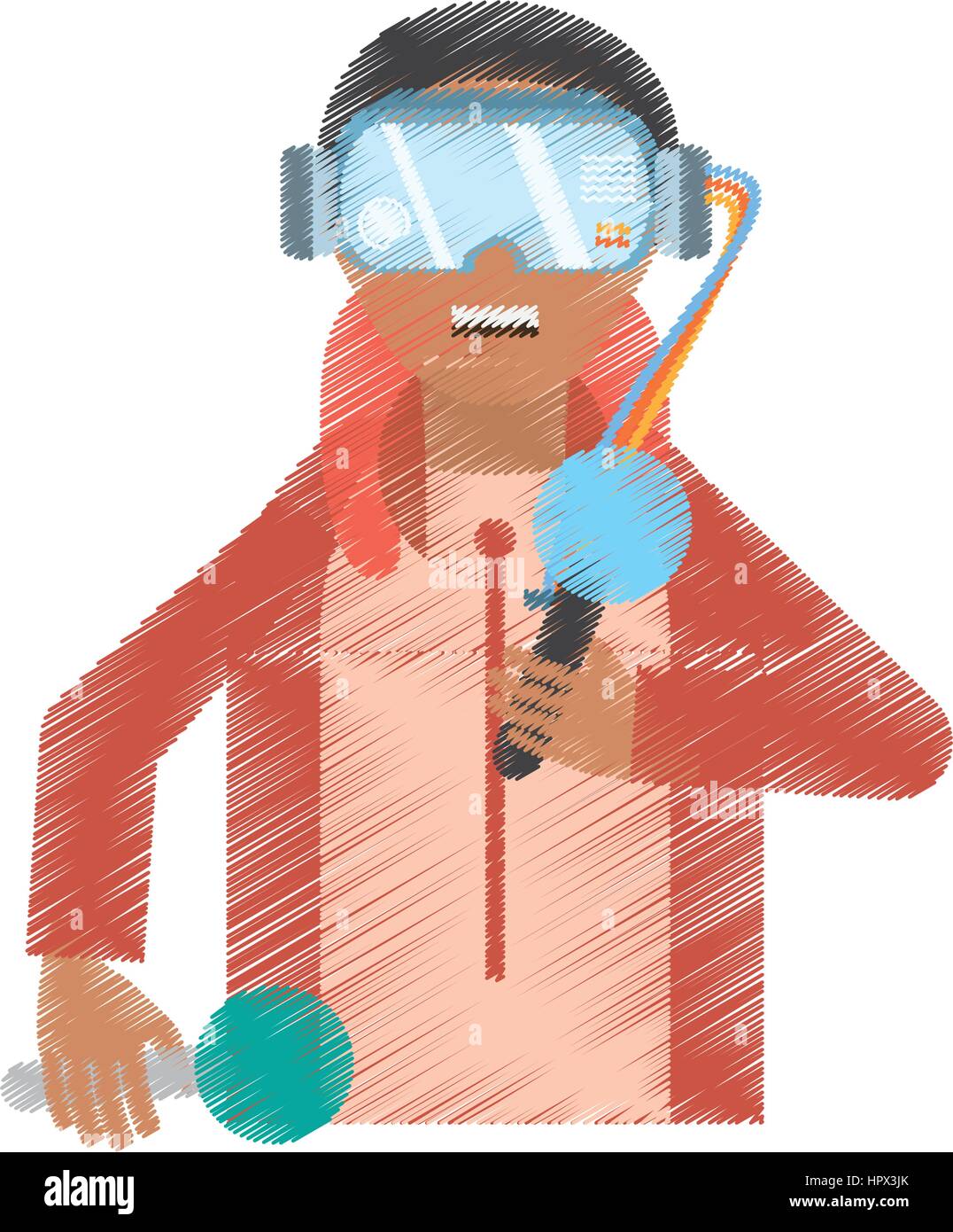 drawing man wearing vr goggles control Stock Vector Image & Art - Alamy