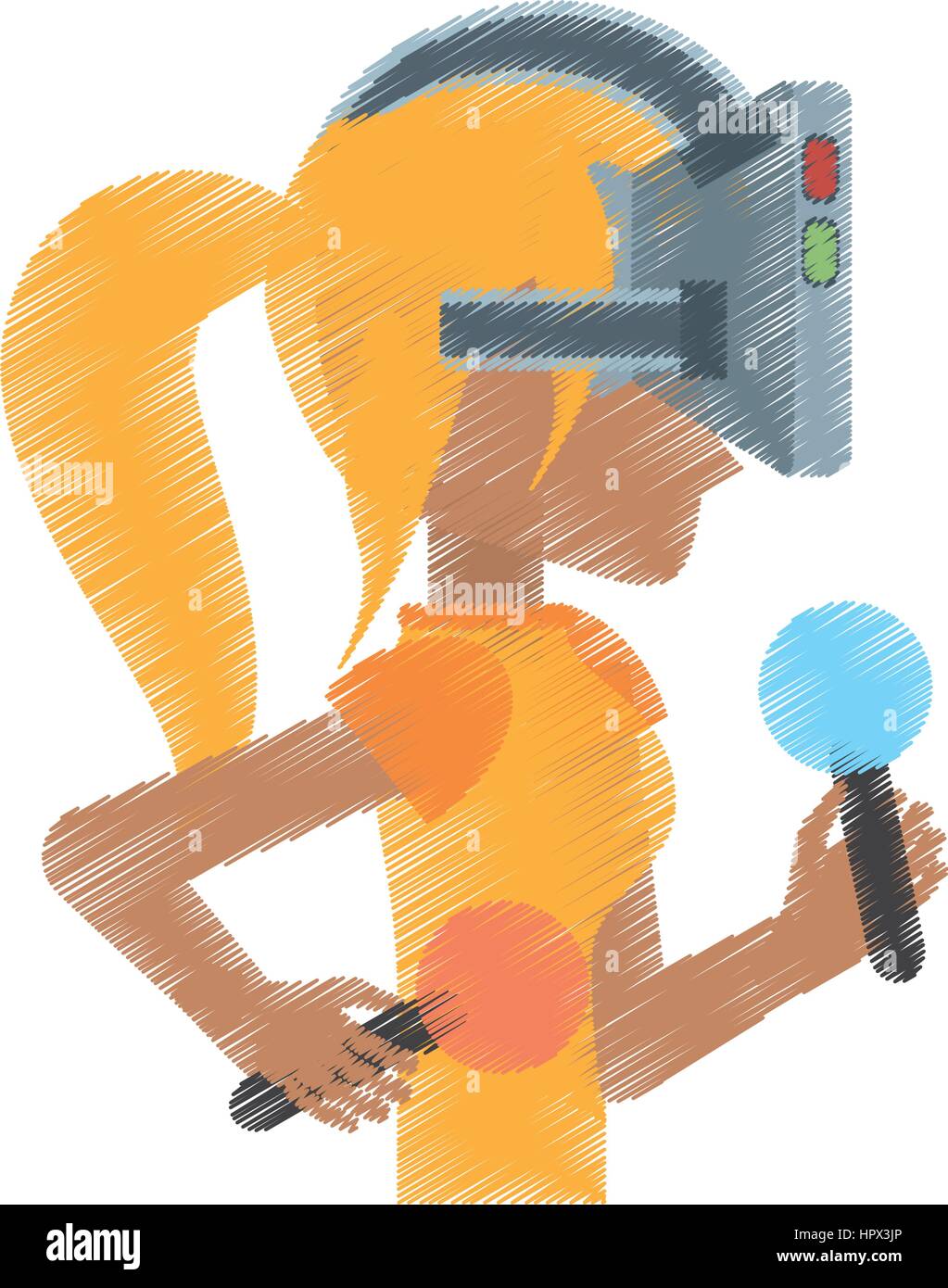 drawing woman with vr glasses control Stock Vector Image & Art - Alamy