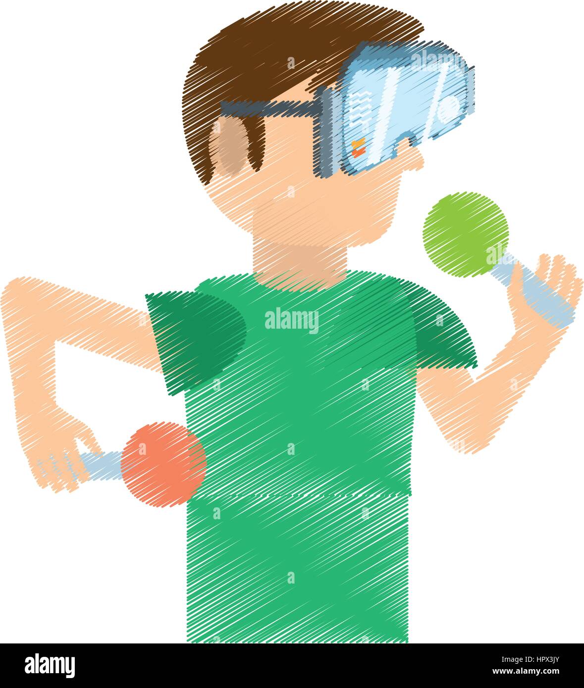 drawing man wearing vr goggles control Stock Vector Image & Art - Alamy