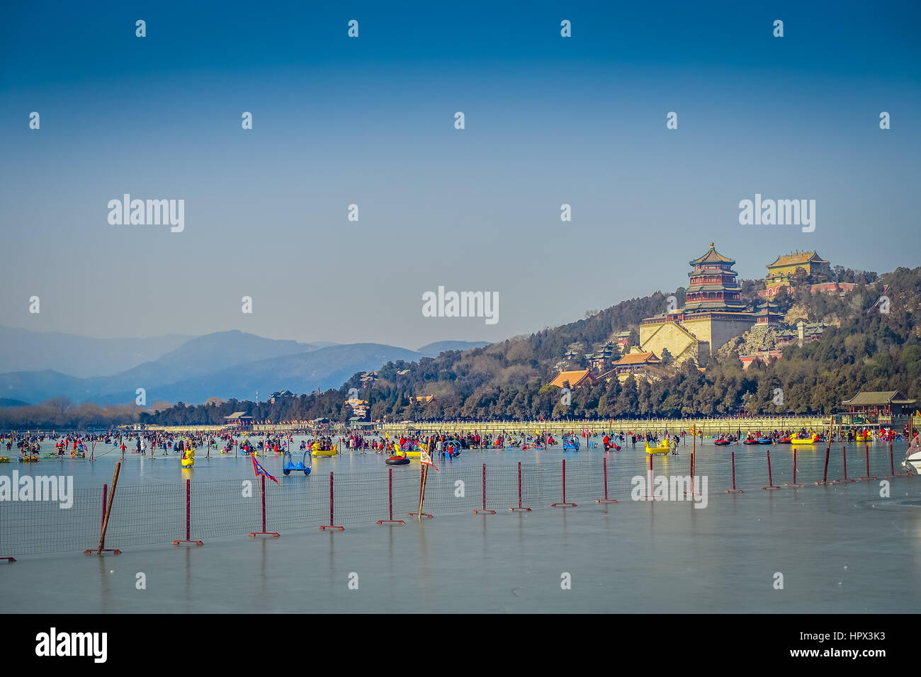 BEIJING, CHINA - 29 JANUARY, 2017: Walking around spring palace complex ...