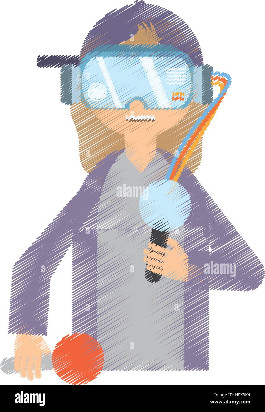 drawing woman with vr glasses control Stock Vector Image & Art - Alamy