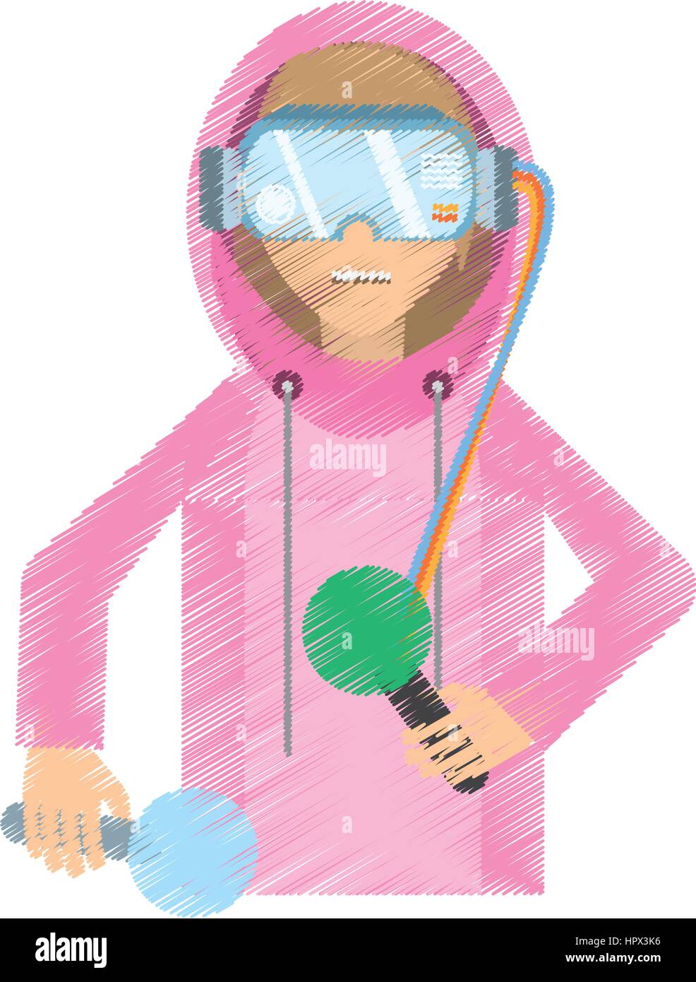 drawing man wearing vr goggles control Stock Vector Image & Art - Alamy