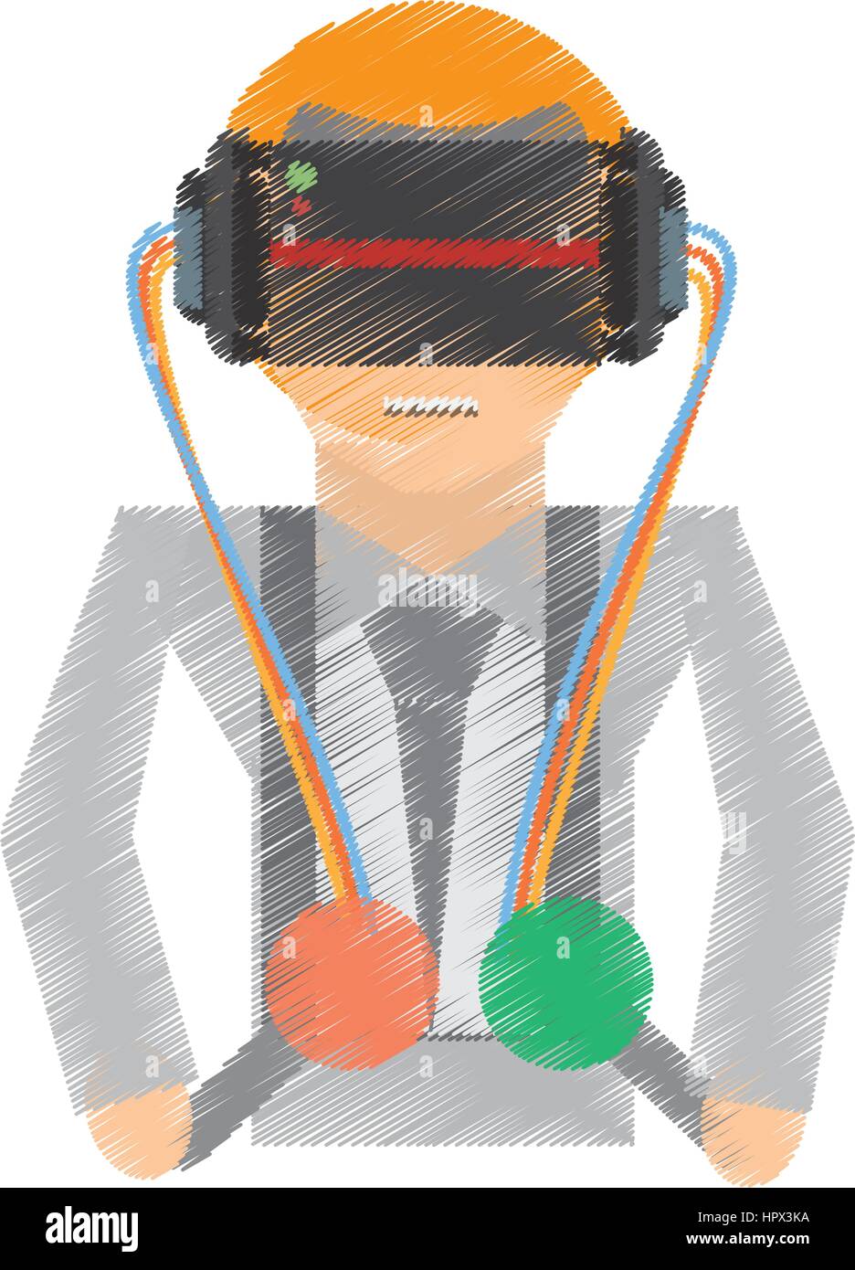 drawing man wearing vr goggles control Stock Vector Image & Art - Alamy