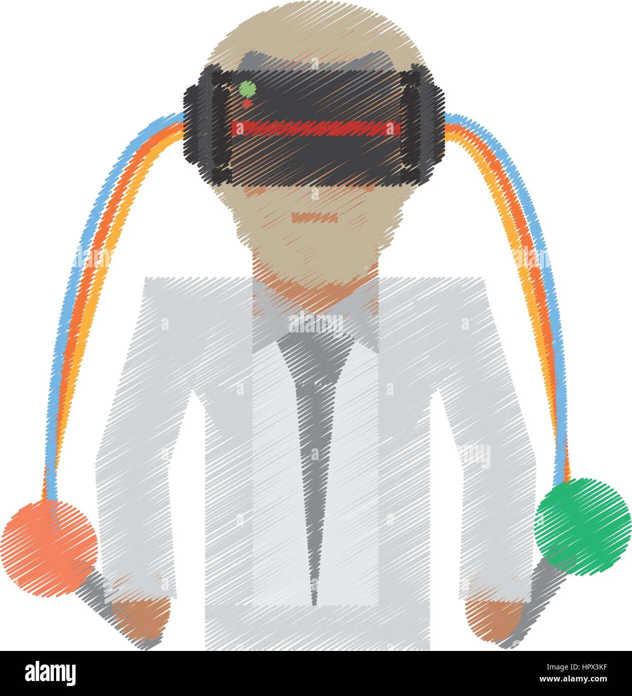 drawing man wearing vr goggles control Stock Vector Image & Art - Alamy