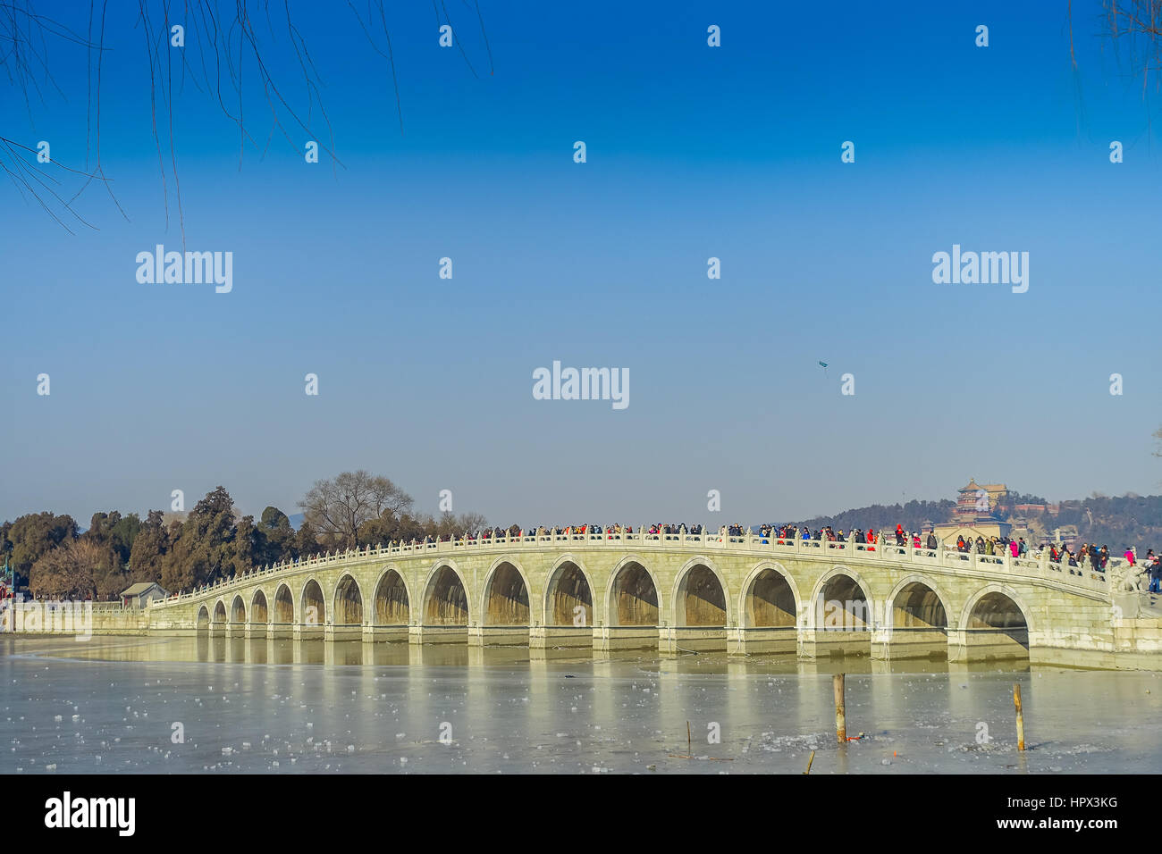 BEIJING, CHINA - 29 JANUARY, 2017: Walking around spring palace complex ...