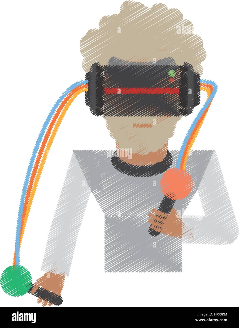 drawing man wearing vr goggles control Stock Vector Image & Art - Alamy