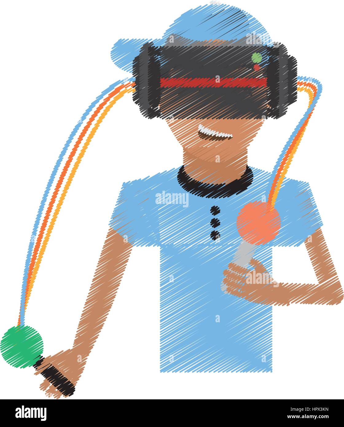 Drawing man wearing vr goggles hi-res stock photography and images - Alamy