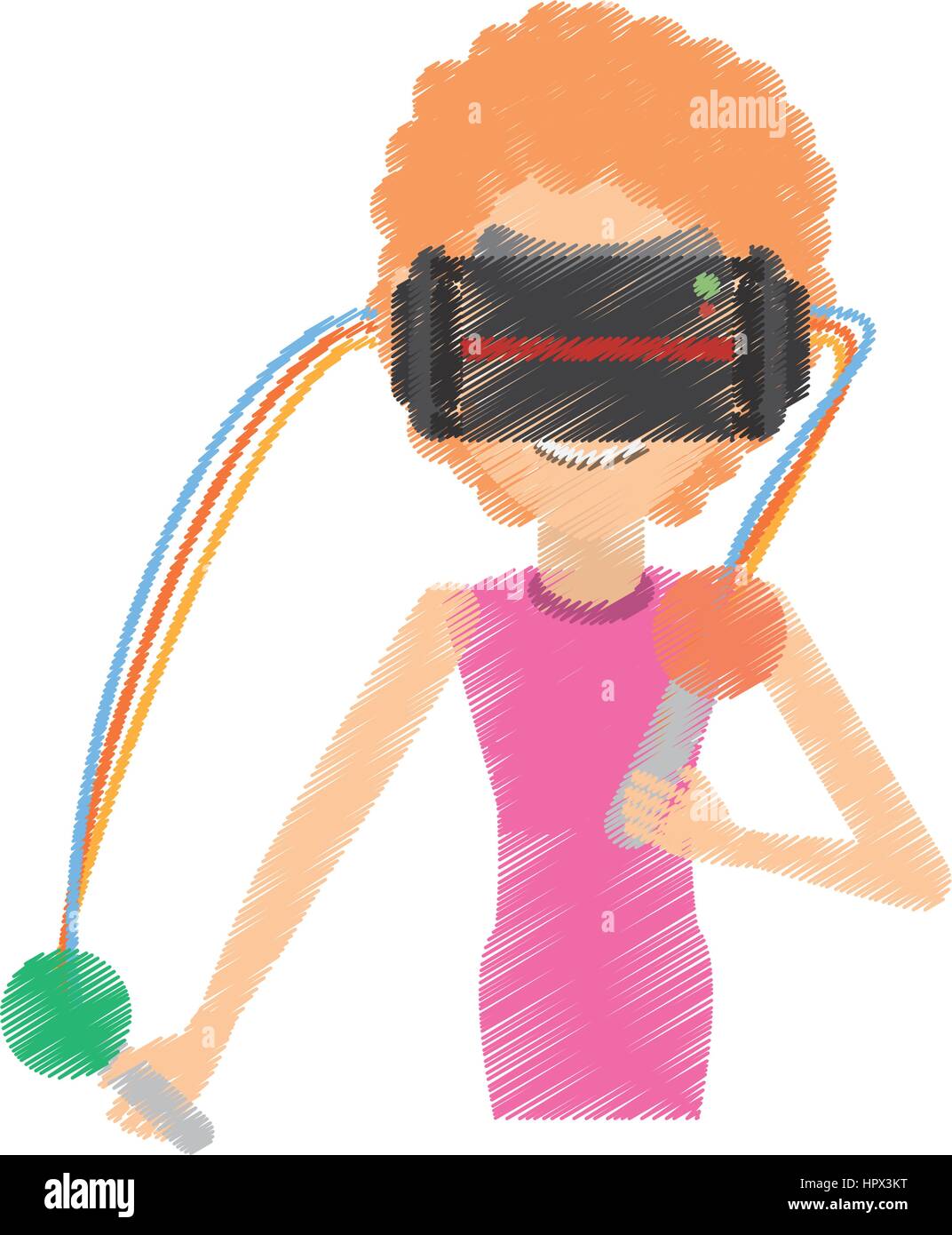 Headset woman drawing Cut Out Stock Images & Pictures - Alamy