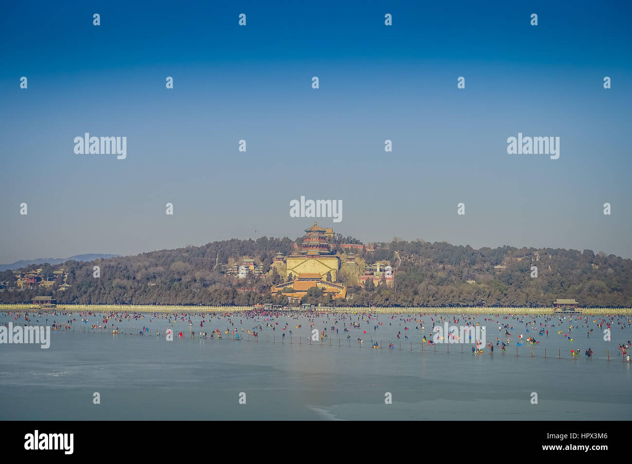 BEIJING, CHINA - 29 JANUARY, 2017: Walking around spring palace complex ...