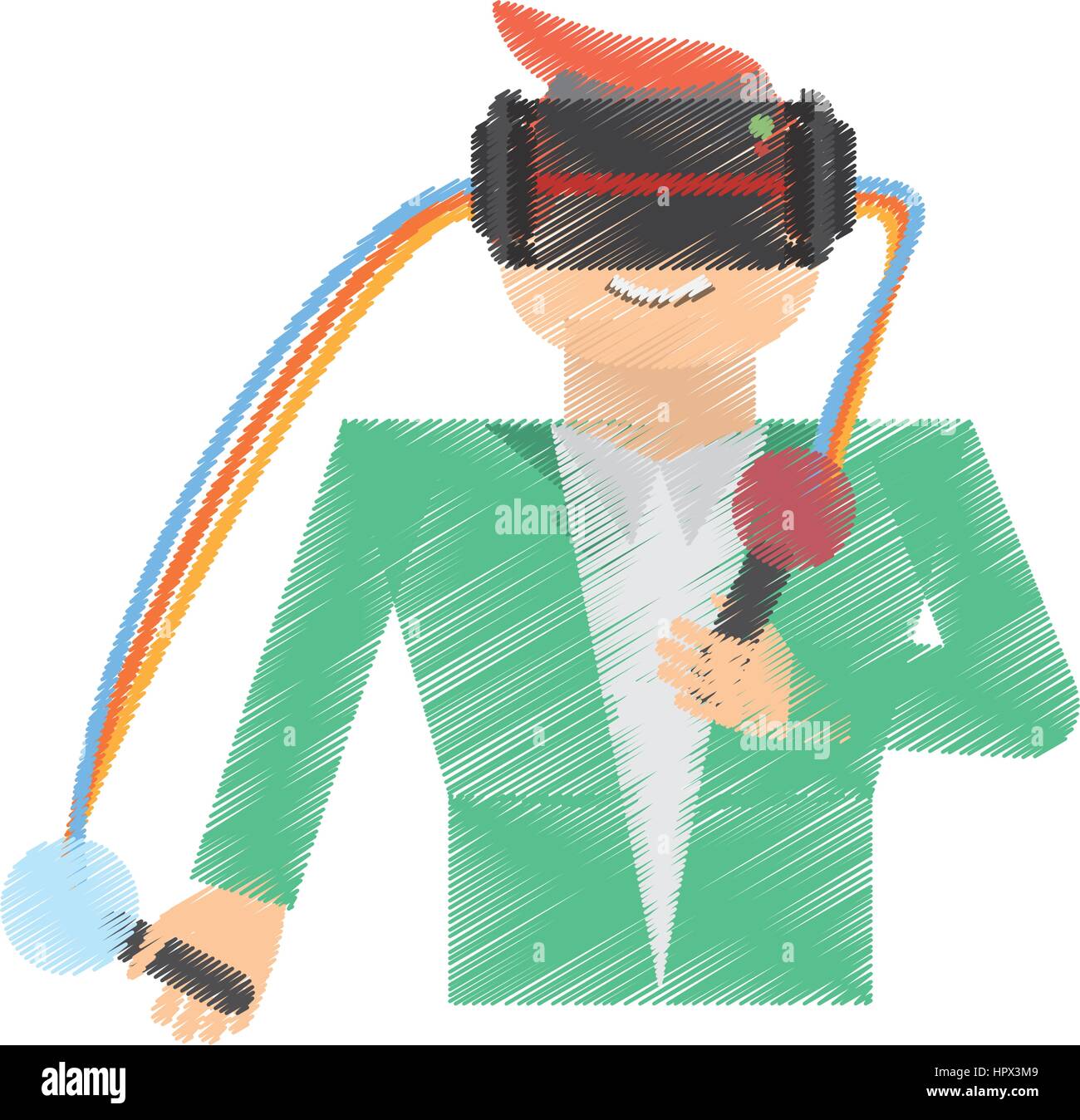 drawing man wearing vr goggles control Stock Vector Image & Art - Alamy