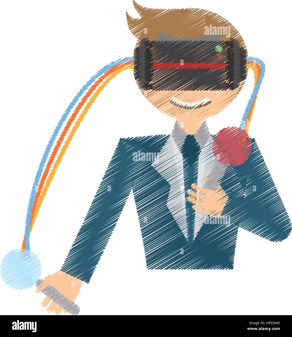 drawing man wearing vr goggles control Stock Vector Image & Art - Alamy