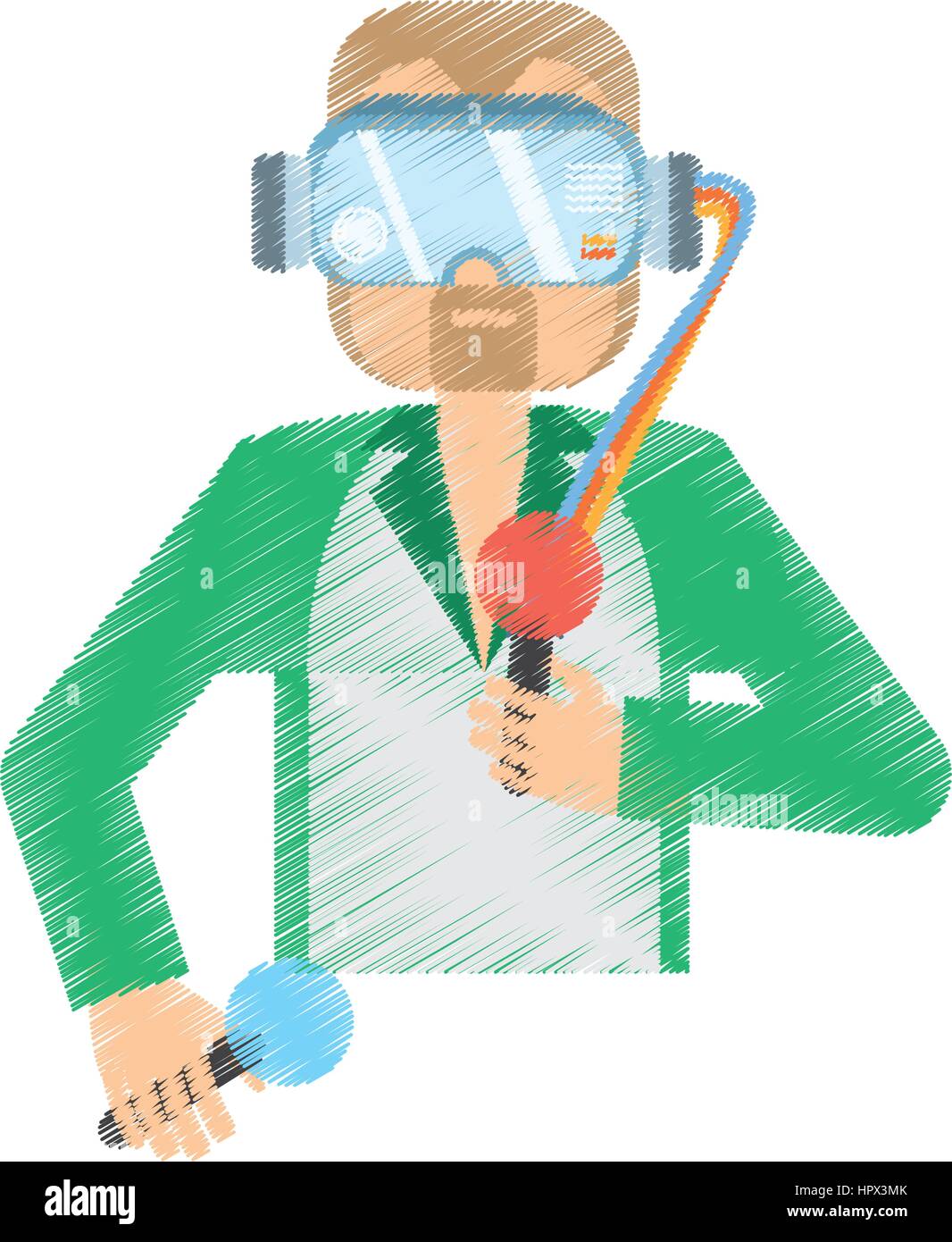 drawing man wearing vr goggles control Stock Vector Image & Art - Alamy