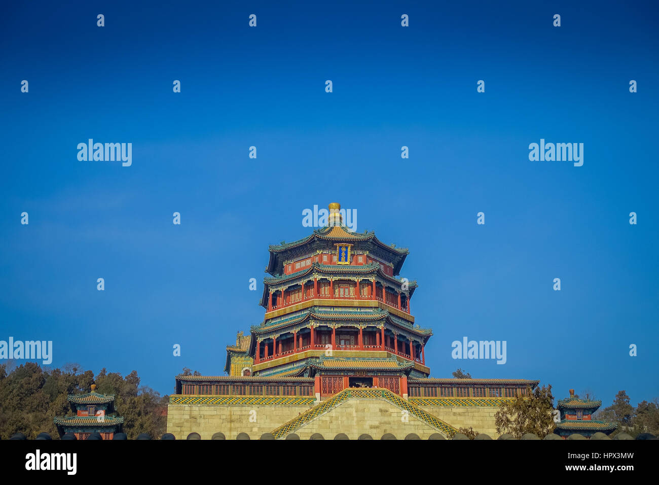 BEIJING, CHINA - 29 JANUARY, 2017: Walking around spring palace complex ...