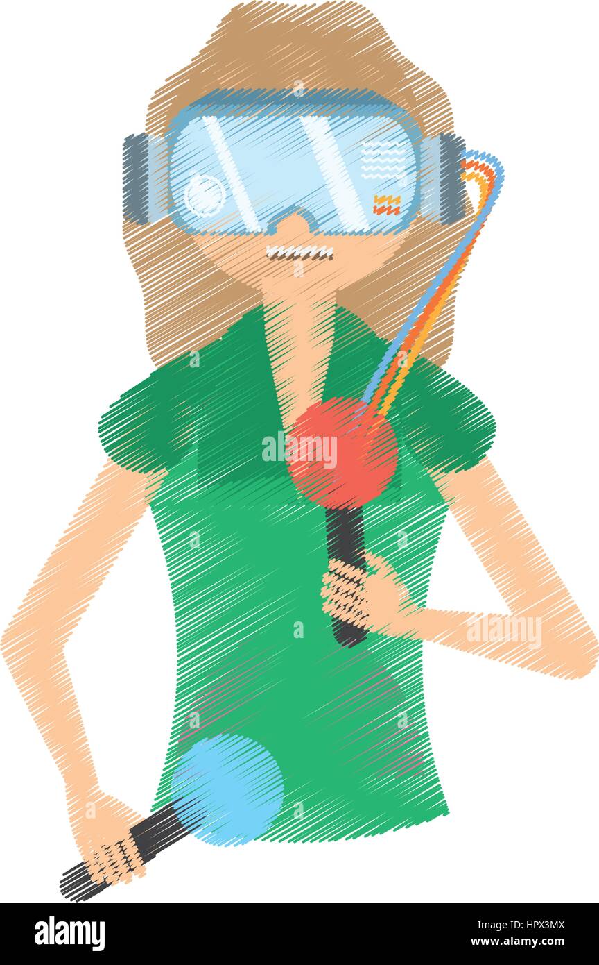 drawing woman with vr glasses control Stock Vector Image & Art - Alamy