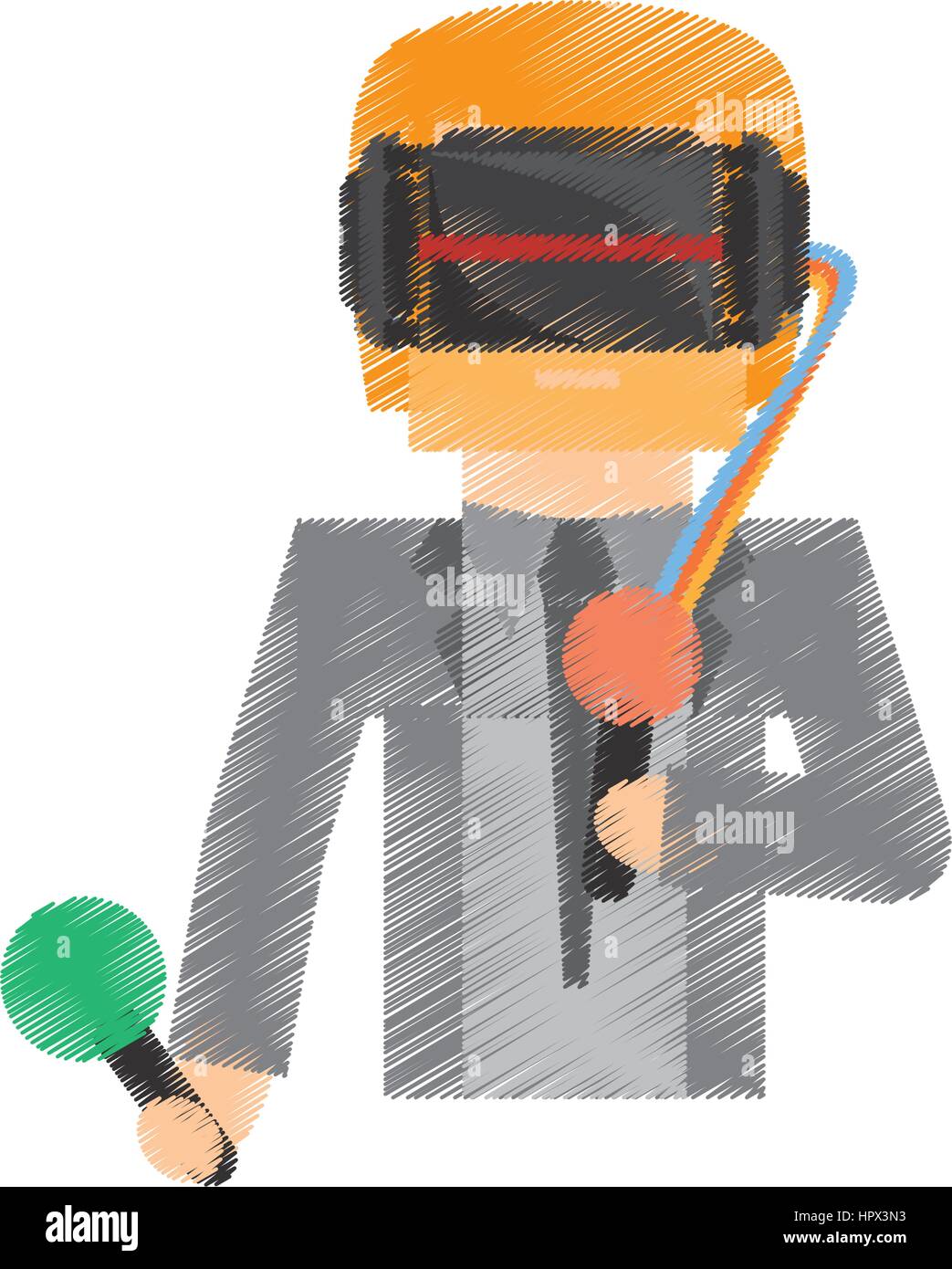 drawing man wearing vr goggles control Stock Vector Image & Art - Alamy