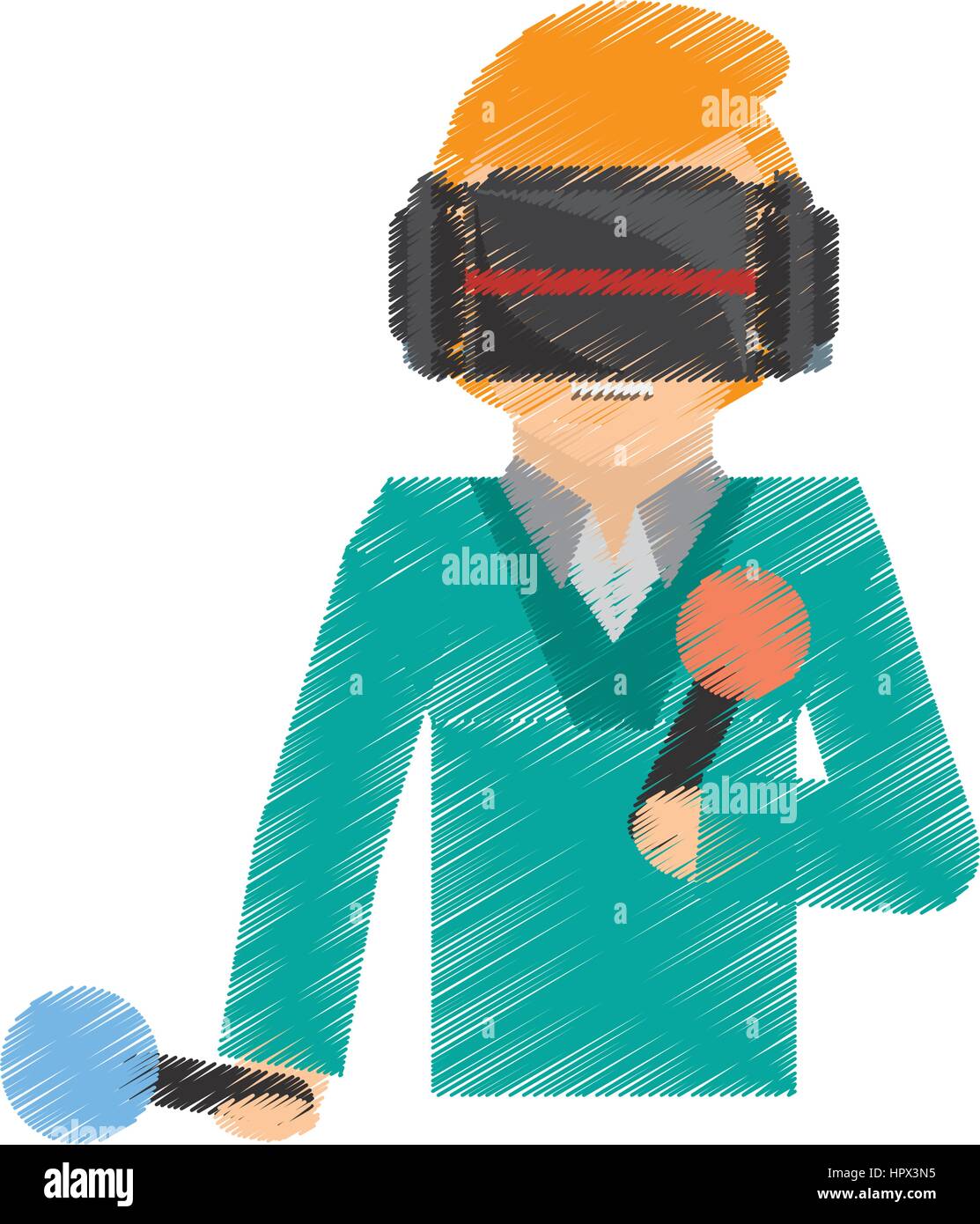 drawing man wearing vr goggles control Stock Vector Image & Art - Alamy