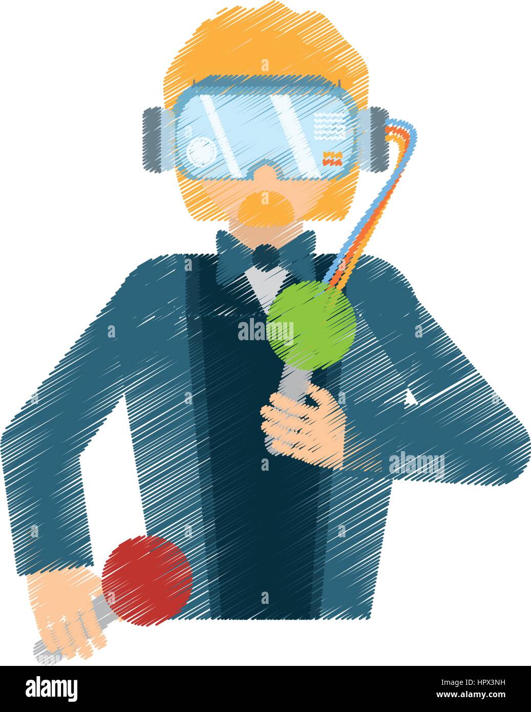 Drawing man wearing vr goggles hi-res stock photography and images - Alamy