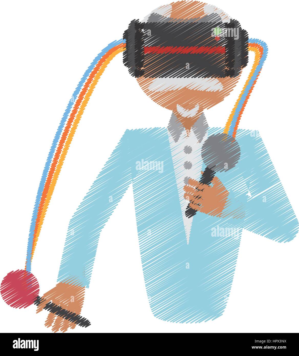 drawing man wearing vr goggles control Stock Vector Image & Art - Alamy