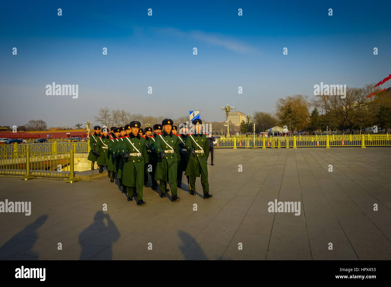 BEIJING, CHINA - 29 JANUARY, 2017: Chinese army soldiers marching on ...
