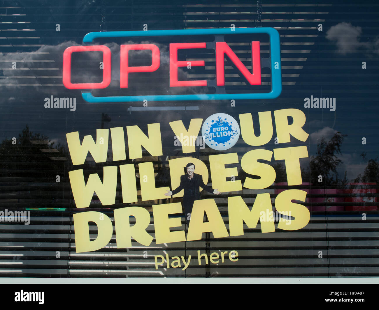Euro Lottery advertising sign in Saxon Fields Stores shop window Stock ...