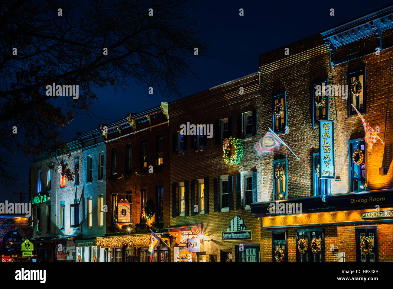 Bars at O'Donnell Square, in Canton, Baltimore, Maryland Stock Photo ...