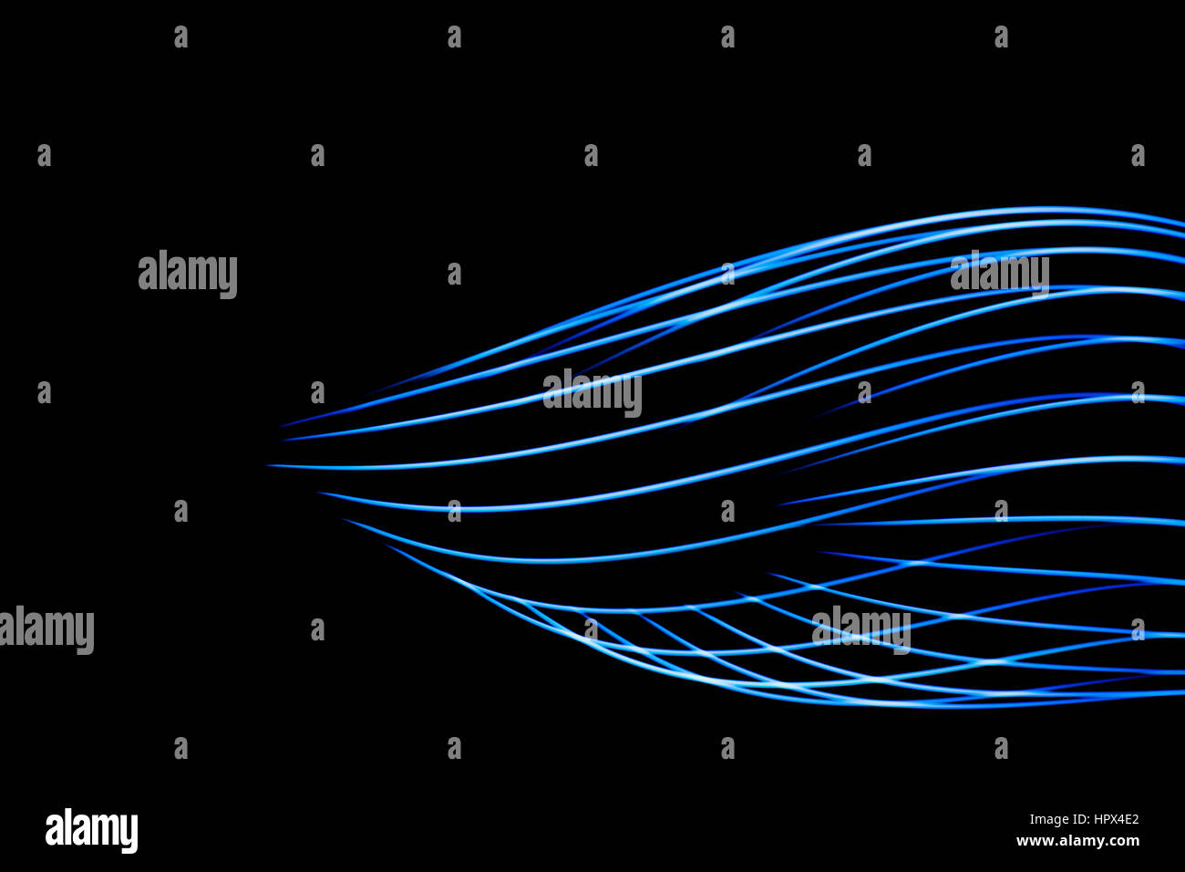 Sound waves in the visible blue color in the dark Stock Photo - Alamy
