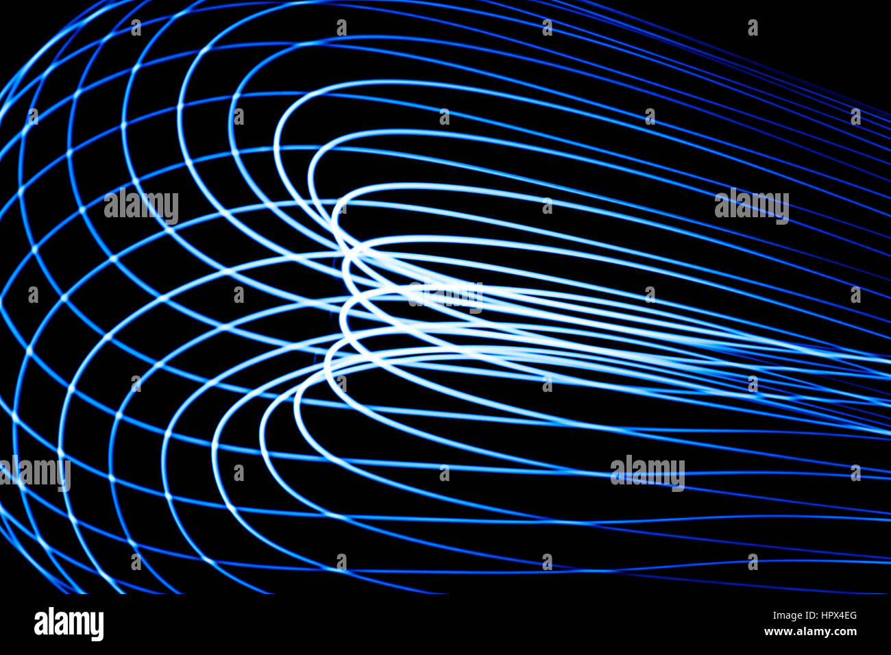 Sound waves in the visible blue color in the dark Stock Photo - Alamy