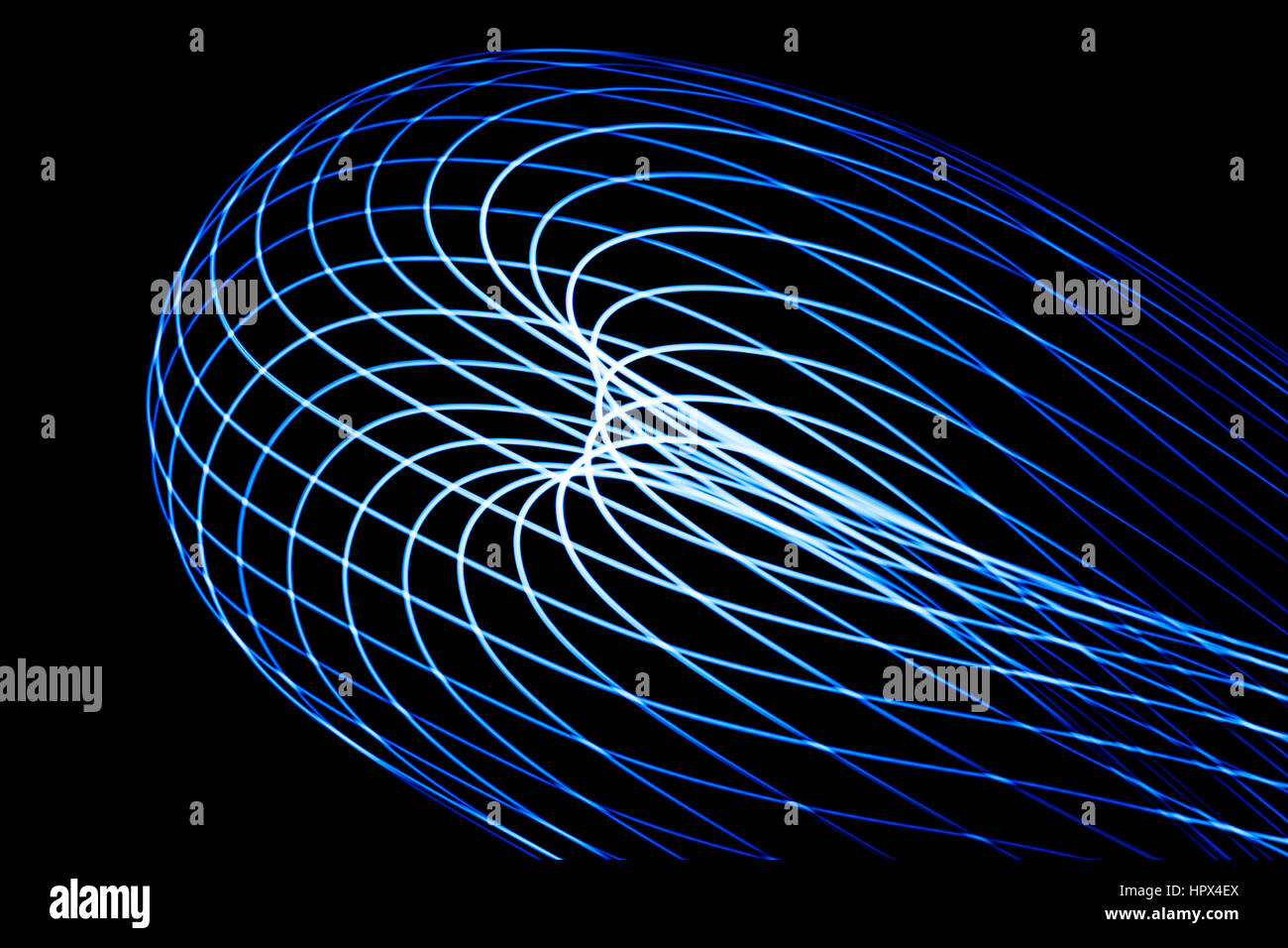 Sound waves in the visible blue color in the dark Stock Photo - Alamy
