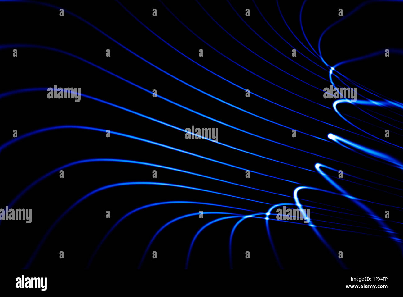 Sound waves in the visible blue color in the dark Stock Photo - Alamy