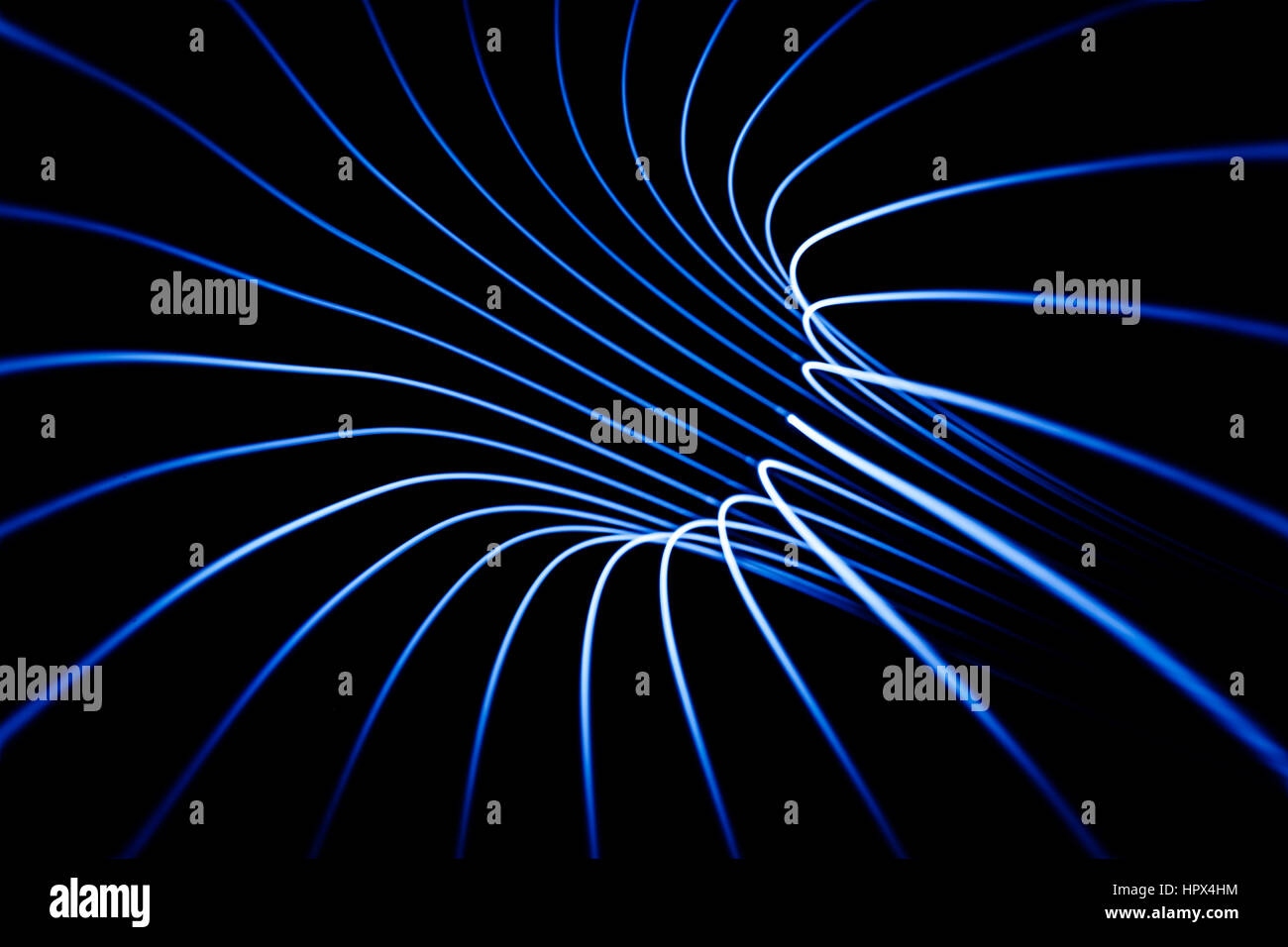 Sound waves in the visible blue color in the dark Stock Photo - Alamy