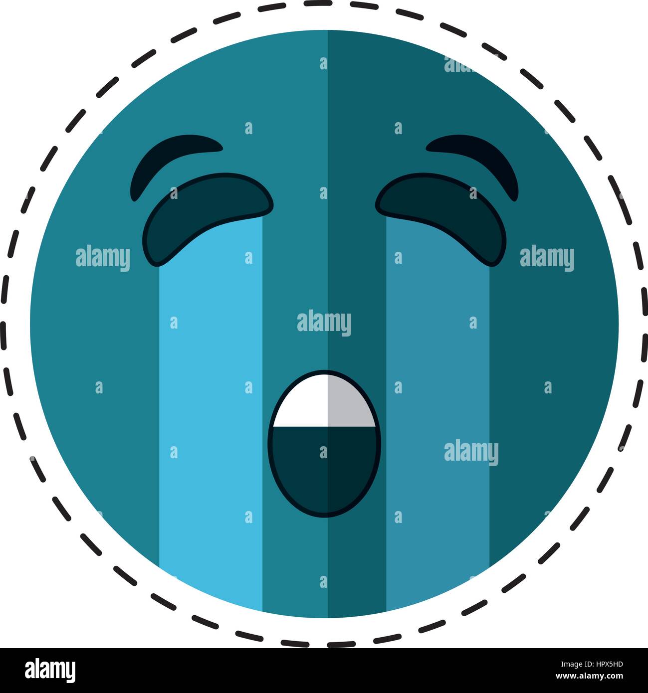 crying emoticon style cut line Stock Vector Image & Art - Alamy