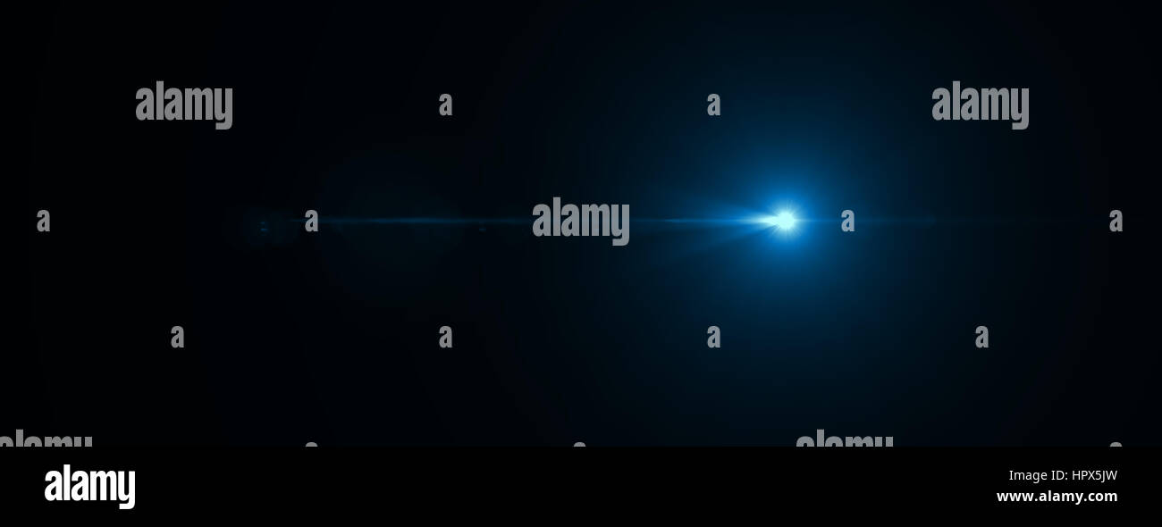 Blue lens flare effect in space. 3D rendering Stock Photo - Alamy