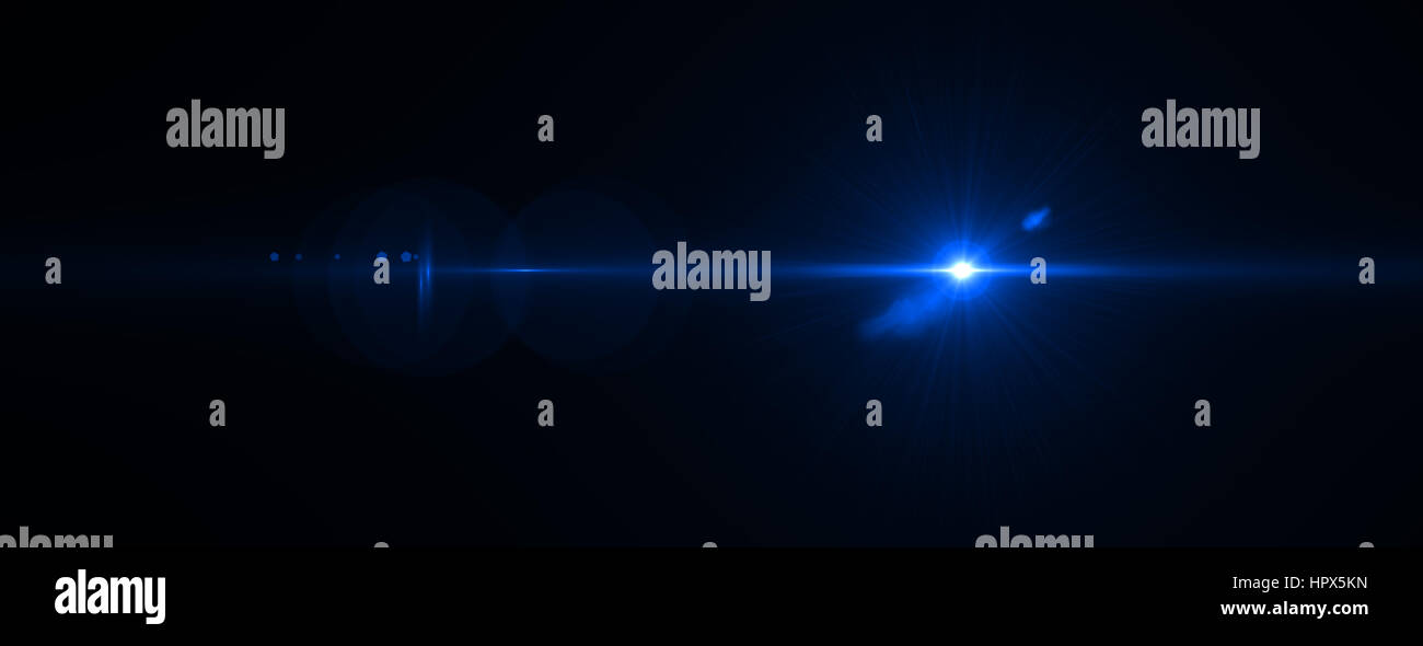 Blue lens flare effect in space. 3D rendering Stock Photo - Alamy