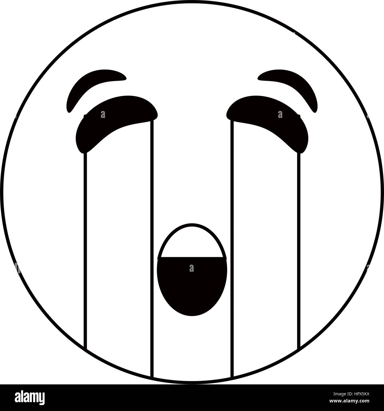 crying emoticon style thin line Stock Vector Image & Art - Alamy