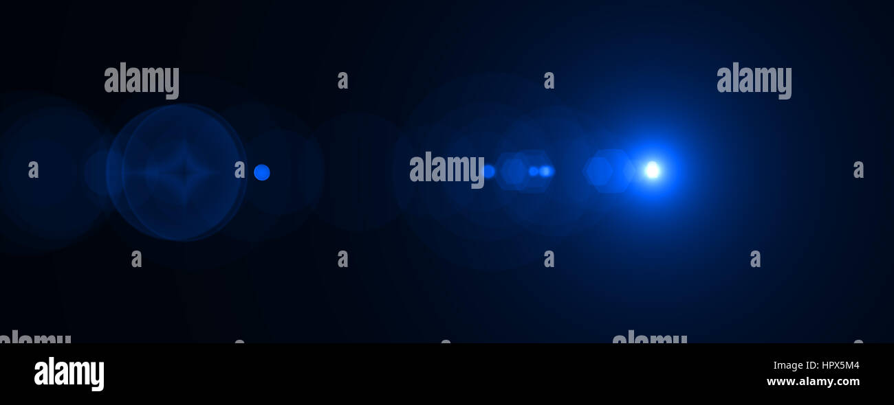 Blue lens flare effect in space. 3D rendering Stock Photo - Alamy