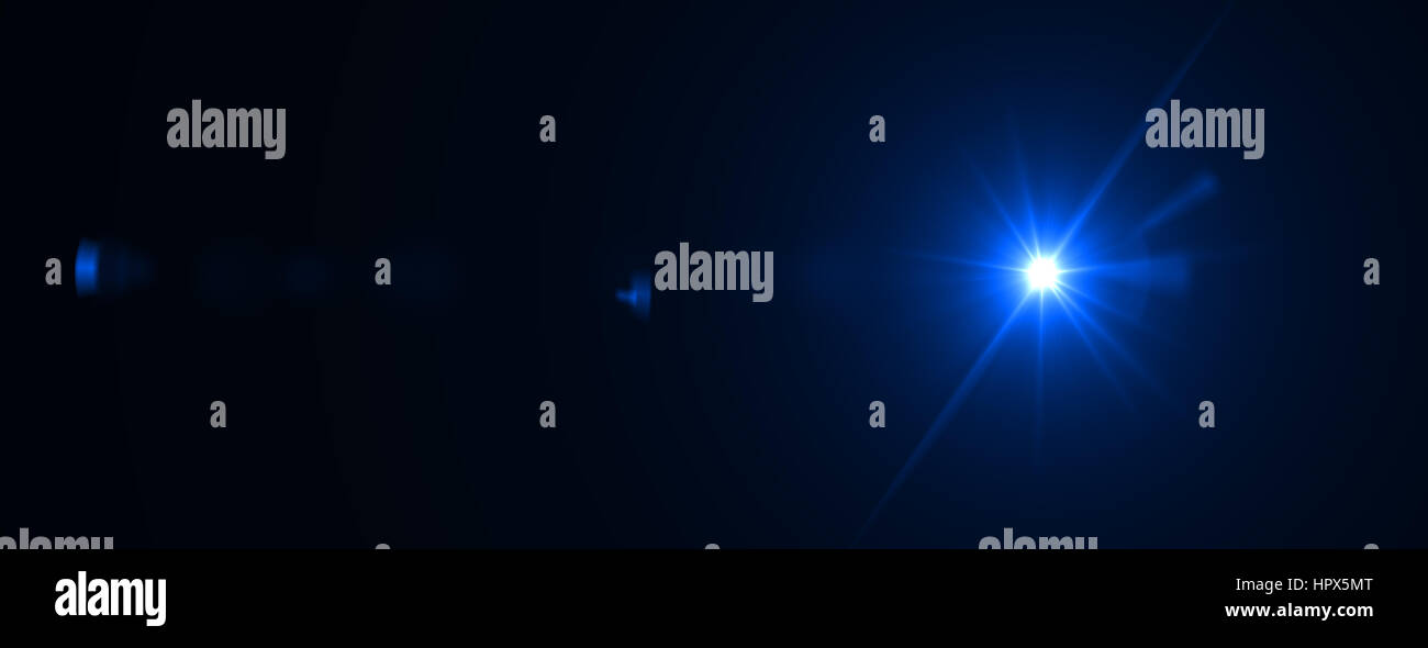 Blue lens flare effect in space. 3D rendering Stock Photo - Alamy