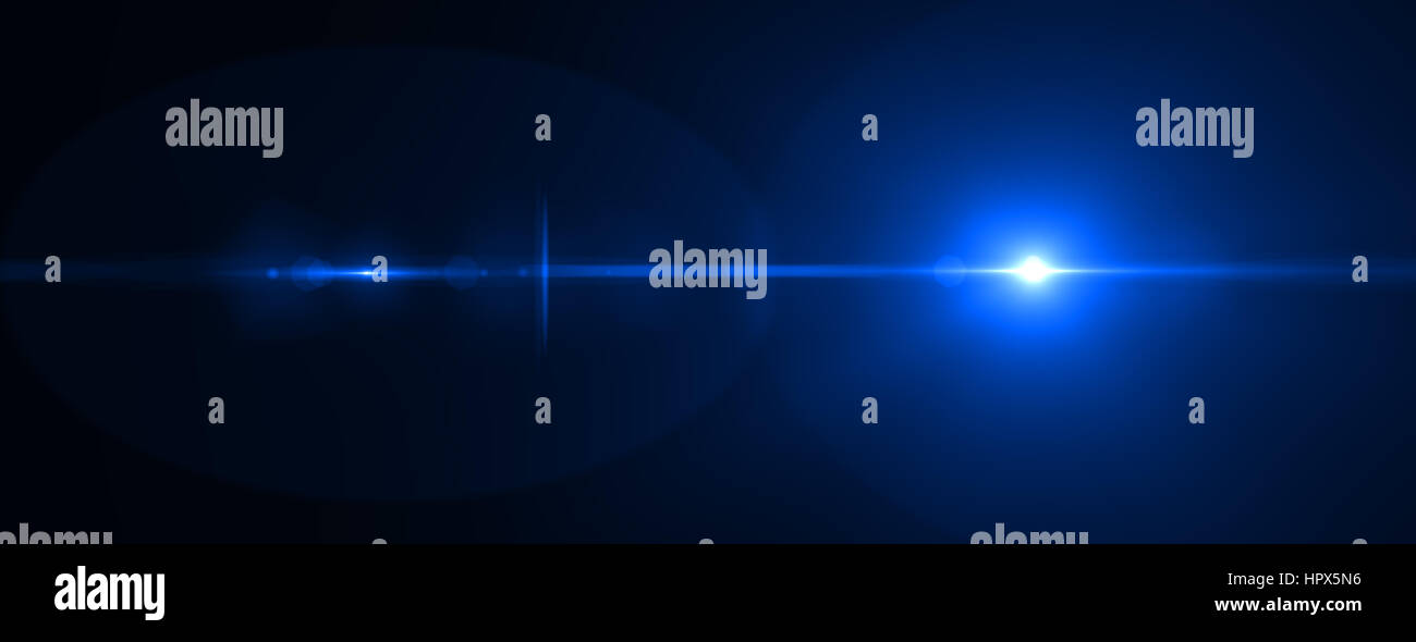 Blue lens flare effect in space. 3D rendering Stock Photo - Alamy