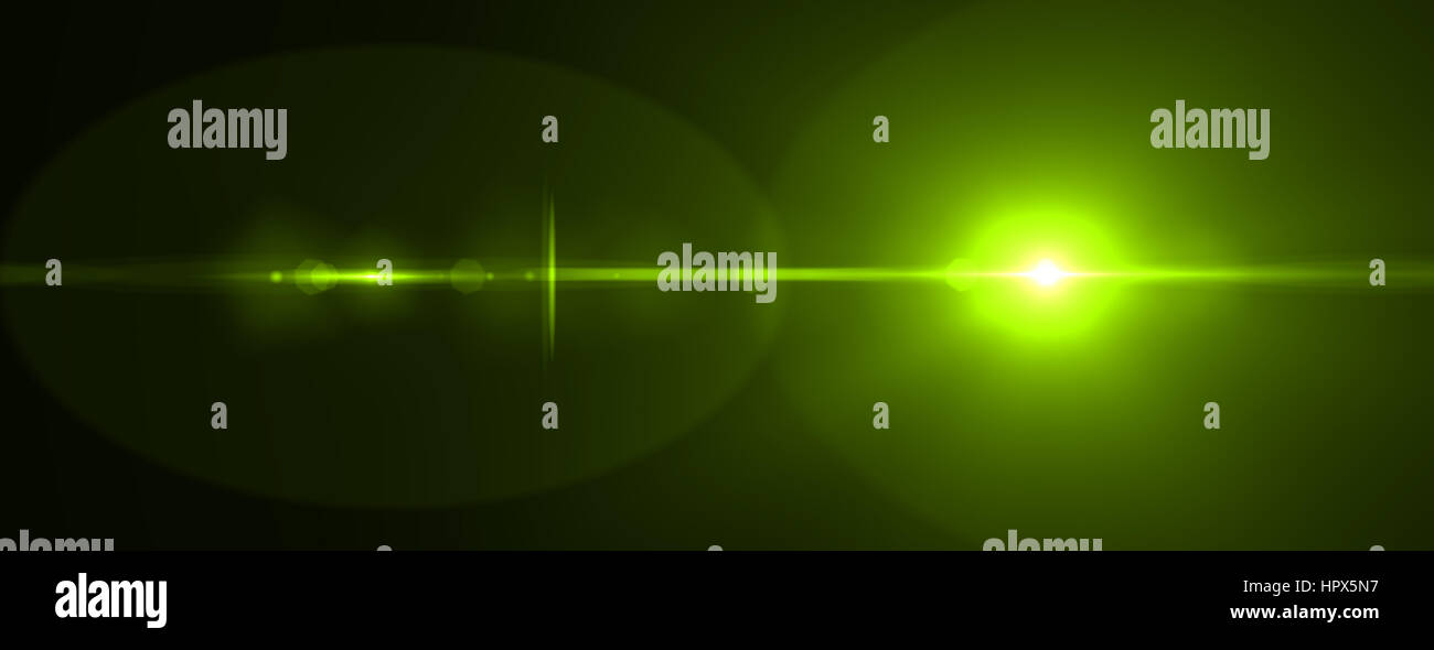 Green lens flare effect in space. 3D rendering Stock Photo - Alamy