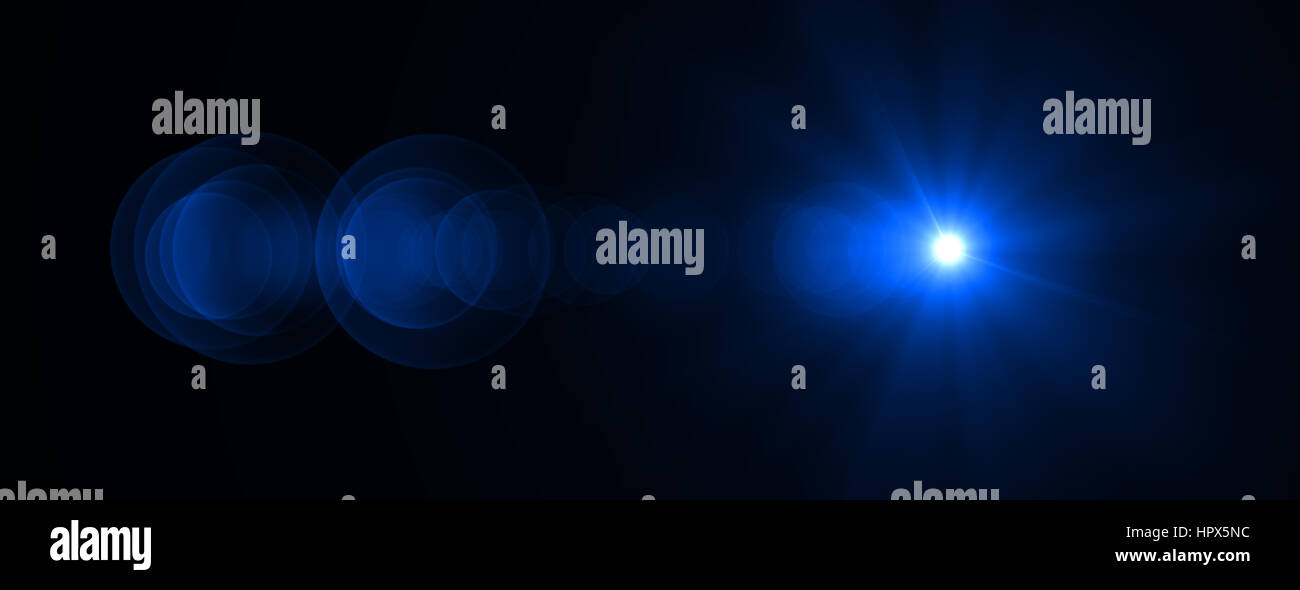 Blue lens flare effect in space. 3D rendering Stock Photo - Alamy