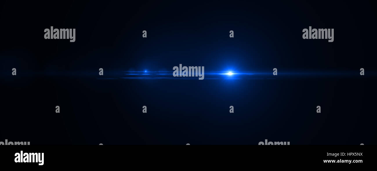 Blue lens flare effect in space. 3D rendering Stock Photo - Alamy